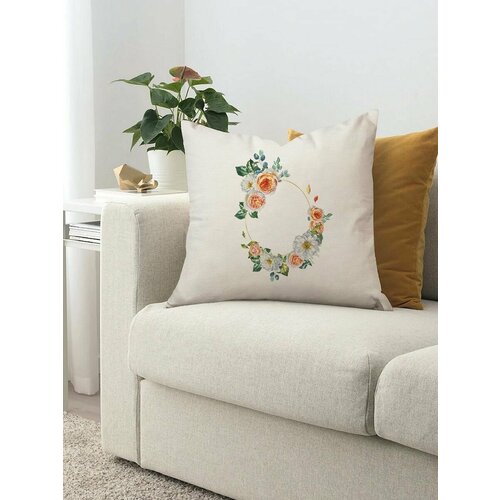 Подушка декоративная 40х40 см см на диван с цветами
