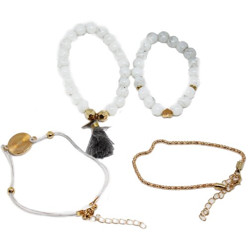 Комплект браслетов WowMan Jewelry, жемчуг имитация, золотой, белый