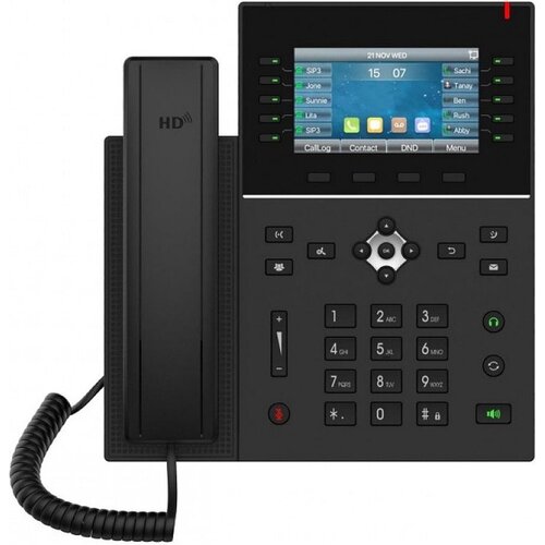 Fanvil IP телефон, 20 линий SIP, 2х10/100/1000, осн. цветной дисплей 480x272, записная нкига на 2000, IPv6. 60 клавиш быстрого набора, POE (J6)