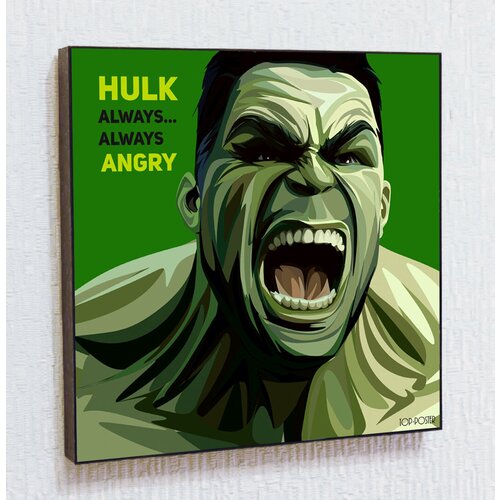 Картина постер Халк в стиле ПОП-АРТ в рамке с креплением / Marvel DC / Мстители / Top Poster
