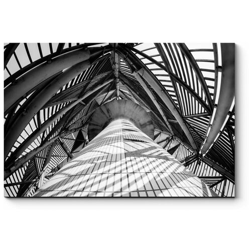 Модульная картина Винтовая черно-белая лестница80x53