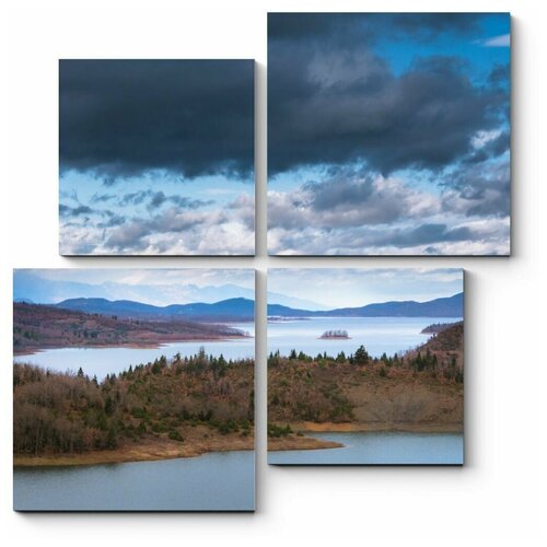 Модульная картина Пейзаж в оттенках голубого 150x150
