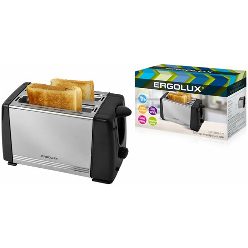 Элекстрический тостер ERGOLUX ELX-ET03-C72 черный/нерж. сталь 700 Вт