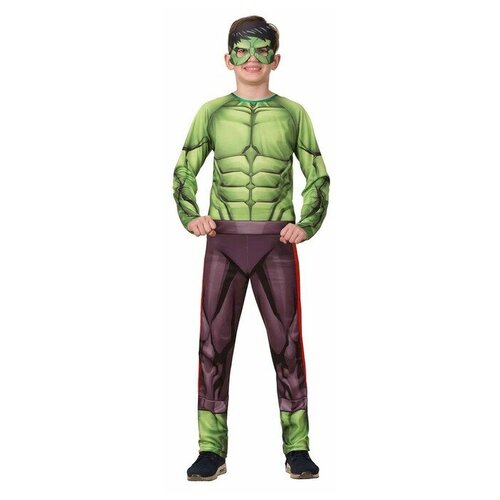Карнавальный костюм «Халк» без мускулов, текстиль, куртка, брюки, маска, р. 32, рост 128 см