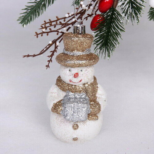 Ёлочная игрушка «Сияющий снеговик» 6*5,5*12 см, шампань