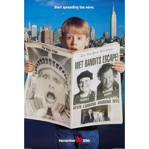 Плакат, постер на холсте Один дома 2: Затерянный в Нью-Йорке (Home Alone 2: Lost in New York, 1992г). Размер 60 х 84 см