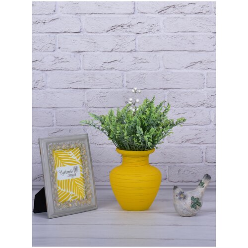 Интерьерная стеклянная ваза для цветов и сухоцветов, фруктовый ЛЁД ваза, жёлтый, классика 18см