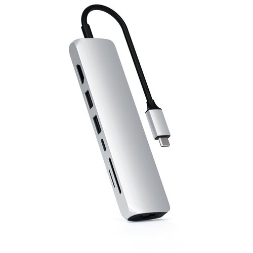 USB-концентратор  Satechi SLIM MULTI-PORT (ST-UCSMA3), разъемов: 6, 0.2 см, серебристый