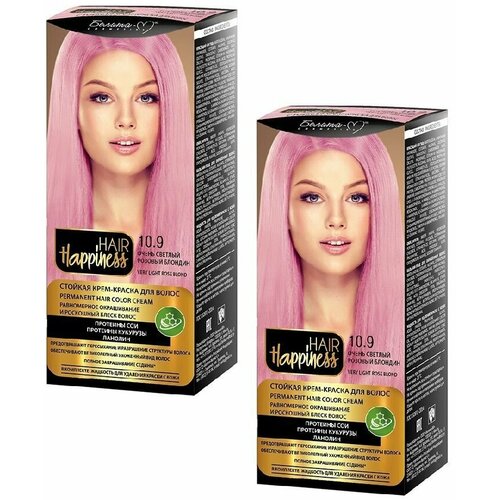 Белита-М Крем-краска для волос HAIR HAPPINESS стойкая, 2 шт, тон 10.9 очень светлый розовый блондин