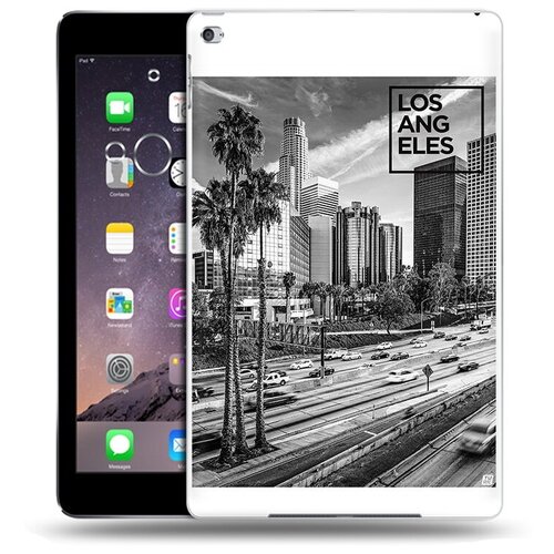Чехол задняя-панель-накладка-бампер MyPads черно белый лос анджелес для Apple iPad Air 2 (A1566/A1567) противоударный