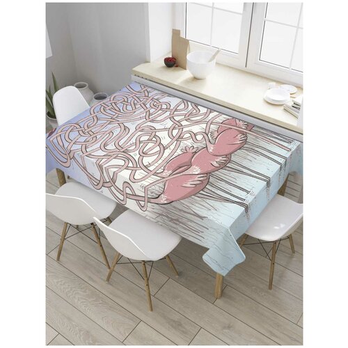 Скатерть прямоугольная JoyArty на кухонный стол "Фламинго лабиринт" из оксфорда, 120x145 см