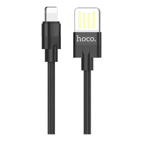 Кабель HOCO U55 USB (m)-Lightning (m) 1.2м 2.4A ткань черный