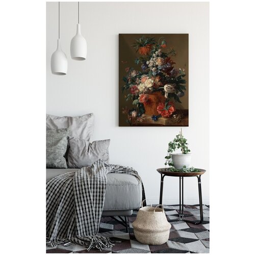 Репродукция Хейсум Ян ван "Цветы в вазе" / 60х80 / Интерьерная картина на холсте натянутая на подрамник / в кухню / в спальню / в гостиную / на стену