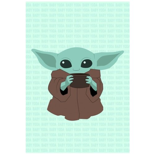Плакат, постер на бумаге Grogu-Baby Yoda/Грогу-Малыш Йода/. Размер 42 х 60 см