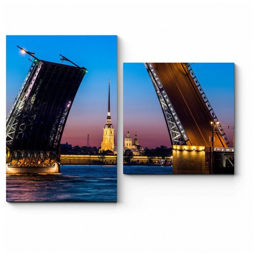 Модульная картина Разводные мосты Санкт-Петербурга 200x150