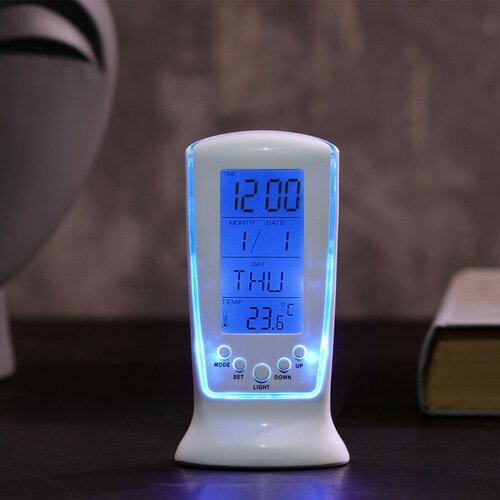 Luazon Home Будильник Luazon LB-02 "Обелиск", часы, дата, температура, подсветка, белый
