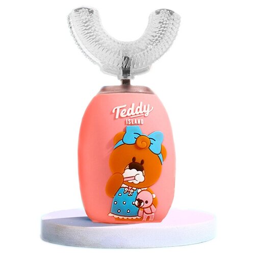 Детская электрическая зубная щетка Xparkle Teddy, cистема отбеливания, массаж десен, розовая