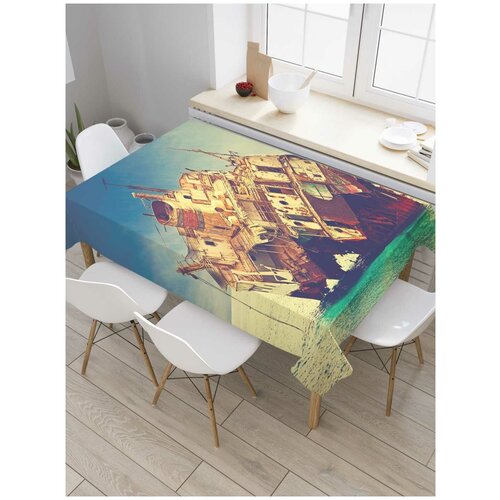 Скатерть прямоугольная JoyArty на кухонный стол "Корабль на суше" из оксфорда, 180x145 см
