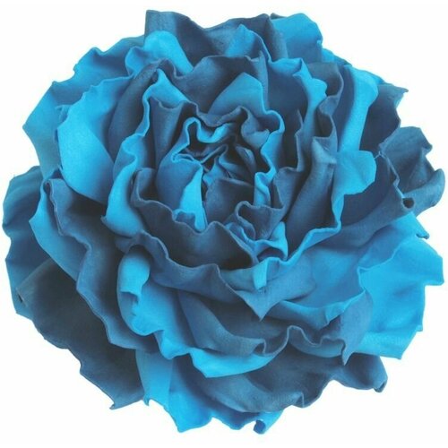 Заколка-брошь для волос/одежды/сумки большой цветок синяя двухцветная роза 1837м