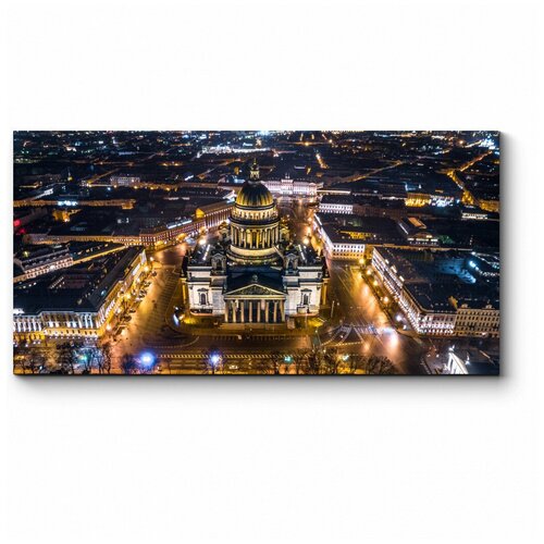Модульная картина Пролетая над ночным Санкт-Петербургом 190x95