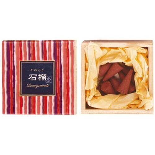 Японские благовония Nippon Kodo Гранат (Pomegranate, серия Kayuragi) конусные, 12 шт. + подставка