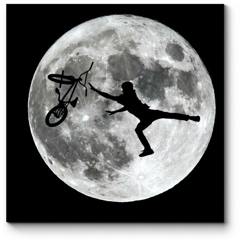 Модульная картина Силуэт байкера на фоне луны120x120