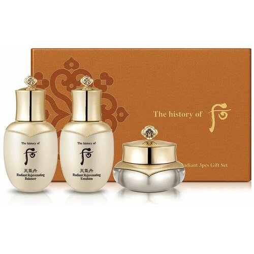 Набор миниатюр The History of Whoo Cheongidan Radiant 3pcs Gift Set для восстановления и упругости (тонер 25 мл, эмульсия 25 мл, крем для лица 10 мл)