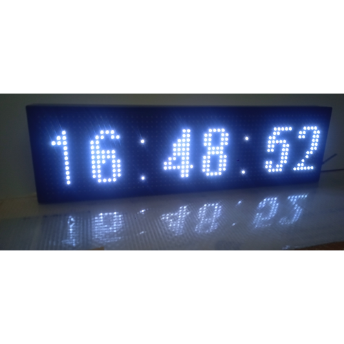 Часы настенные 67 на 19см белого свечения с датчиком температуры