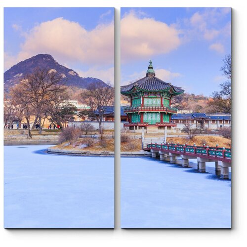 Модульная картина Кёнбоккун тихим зимним днем, Сеул 50x50