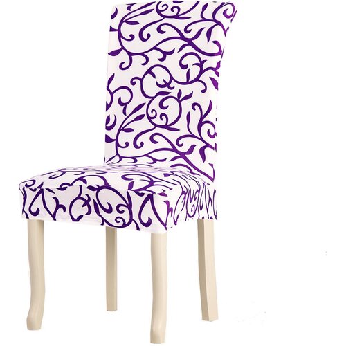 Чехол LuxAlto на стул со спинкой Jersey универсальный на резинке Бело-фиолетовый, 1 шт.