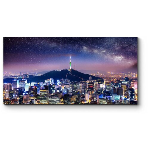 Модульная картина Звездная ночь над Сеулом 40x20