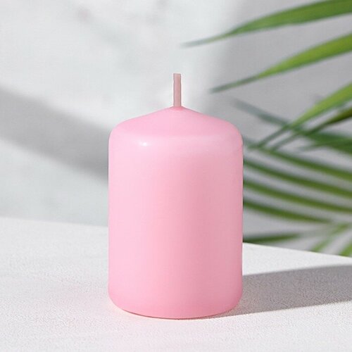 Дарим Красиво Свеча - цилиндр, 4×6 см, 9 ч, светло-розовая