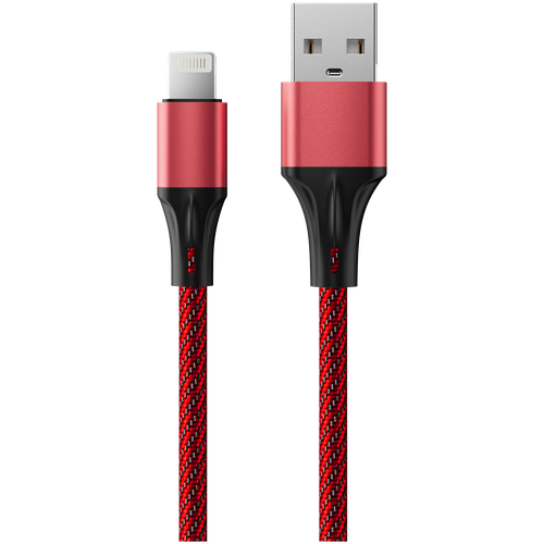 Кабель для быстрой зарядки Accesstyle USB A - Lightning 24-F100M смартфонов iPhone, планшетов, ноутбуков, черный красный