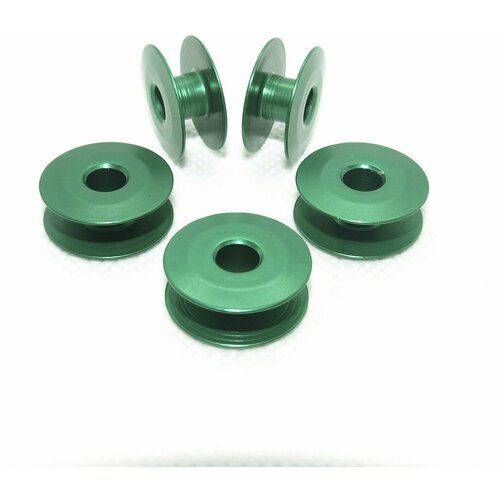 Комплект зелёных алюминиевых шпуль для промышленных швейных машин JUKI 8300-8700, JACK F4, 5550 (10 шт).
