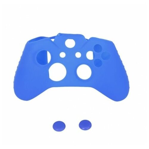 Защитный силиконовый чехол Controller Silicon Case для геймпада Microsoft Xbox Wireless Controller (Синий) + Накладки на стики (Синие) (Xbox One)