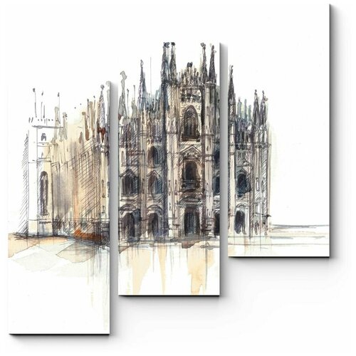 Модульная картина Миланский собор в акварели 90x96