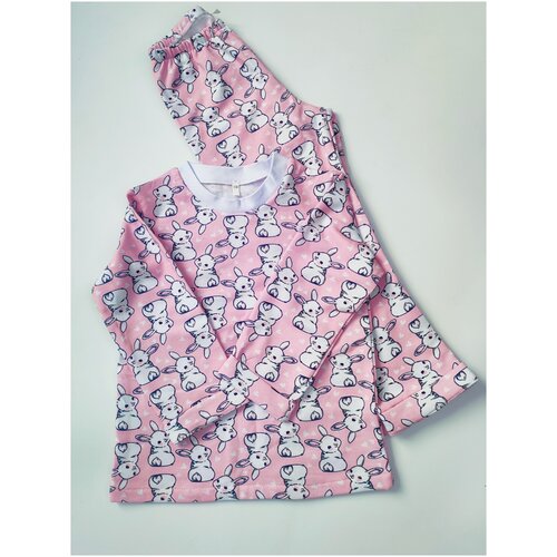 Пижама , размер 134, розовый, белый