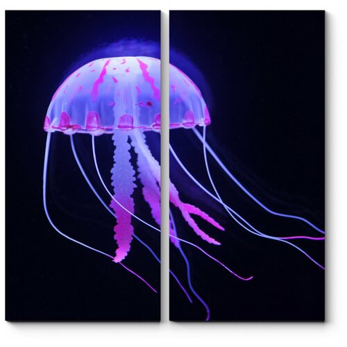 Модульная картина Светящаяся неоновая медуза 100x100