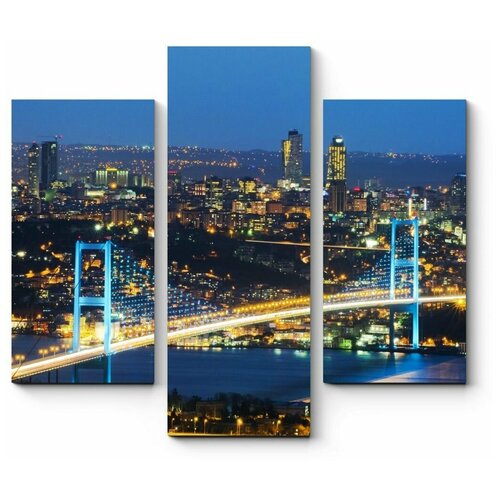 Модульная картина Город не спит, ночной Стамбул90x81