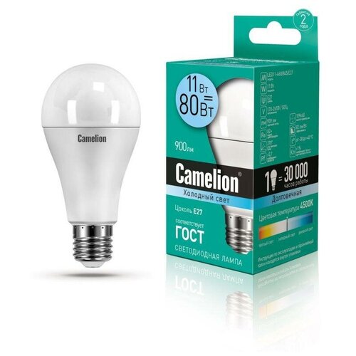 Лампа светодиодная LED11-A60/845/E27 11Вт грушевидная 4500К бел. E27 880лм 220-240В Camelion 12036 (50шт.)