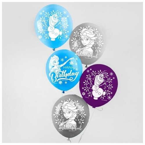 Воздушные шары "С Днем Рождения", Холодное сердце (набор 5 шт) 12 дюйм./В упаковке шт: 1