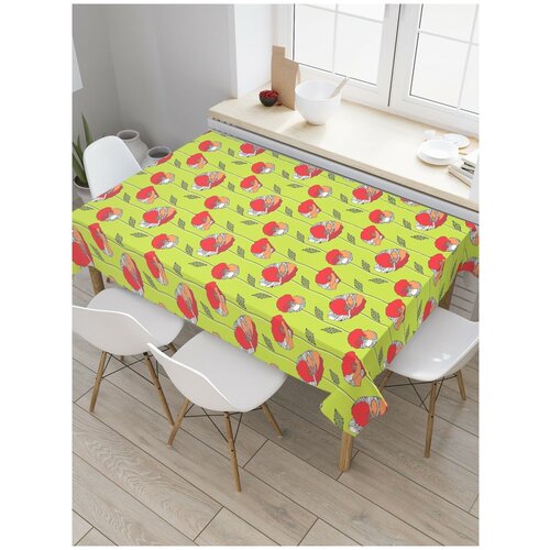 Скатерть прямоугольная JoyArty на кухонный стол "Цветные маки" из оксфорда, 120x145 см