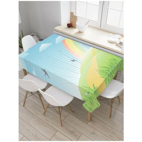 Скатерть прямоугольная JoyArty на кухонный стол "Дорога к радуге" из оксфорда, 120x145 см