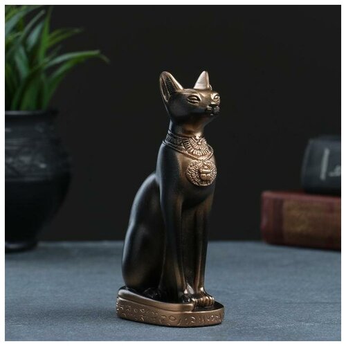 Сувениры из мраморной крошки Фигура "Кошка египетская" 13х7см, бронза/мраморная крошка