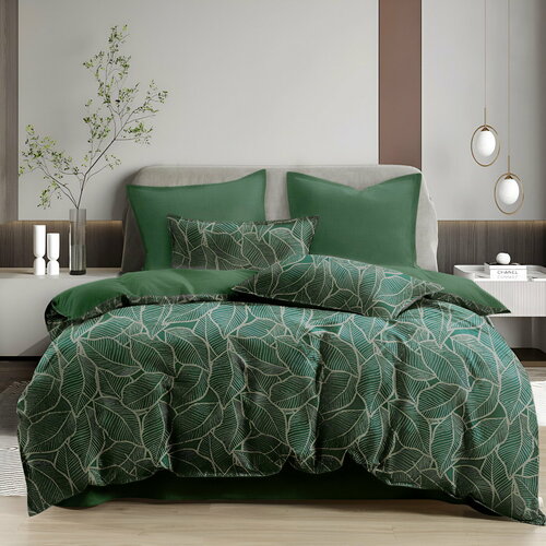 Комплект постельного белья Sofi De Marko Беверли семейный, темно-зеленый