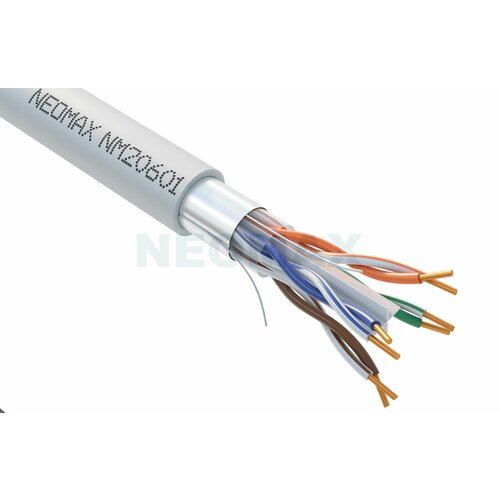 Кабель витая пара NEOMAX NM20601-075М-P F/UTP cat.6 4 пары (75 м) 0.57 мм (23 AWG) одножильный, чистая медь, PVC jacket