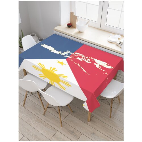 Скатерть прямоугольная JoyArty "Флаг Филиппин гранж" из сатена, 120x145 см