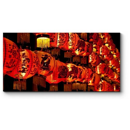 Модульная картина Теплый свет китайских фонариков 120x60
