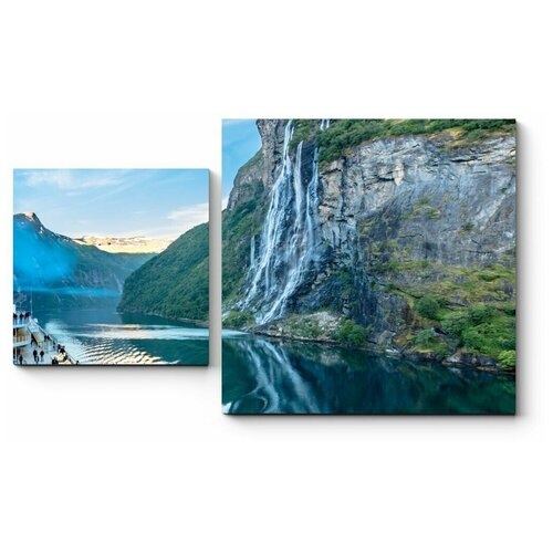 Модульная картина Водопад 7 сестер в норвежских фьордах 140x84