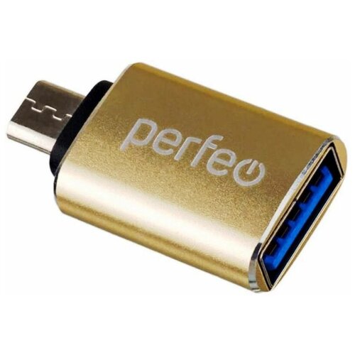Переходник USB2.0 Af-microB Perfeo PF-VI-O012 Gold OTG адаптер - золотой